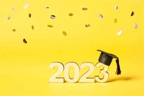 Premium Photo Class Of 2023 Concept Wooden Number 2023 With Graduated