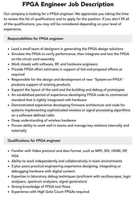 Fpga Engineer Job Description Velvet Jobs
