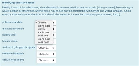 Solved Identifying Acids And Bases Identify If Each Of The Chegg Com