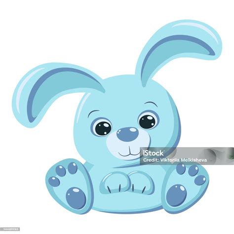 흰색 배경에 격리된 귀여운 파란색 아쿠아 토끼 인사말 카드 해피 부활절 또는 해피 뉴 이어 배너 섬세한 색상의 토끼 정사각형 형식 평면 만화 스타일의 벡터 그림 0명에 대한