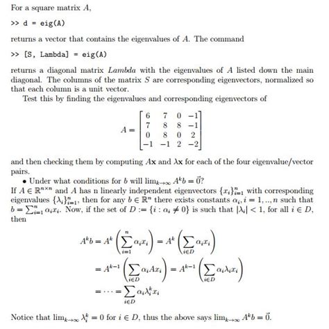 use matlab to determine the eigenvalues and