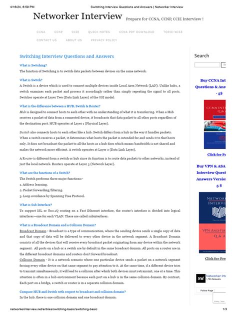 Switching Interview Questions And Answers Networker Interview Pdf Network Switch