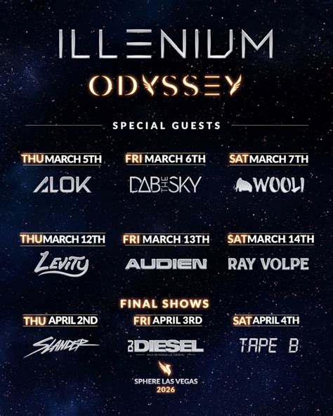 Illenium Announces Full Lineup For Vegas Sphere Residency Odyssey Edm