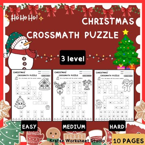 Christmas Crossmath Puzzle Game Challenge Add Subtract Multiply