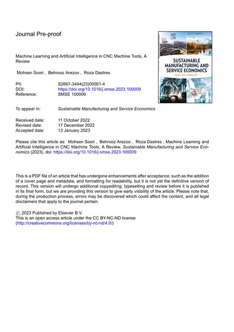 Pdf Machine Learning And Artificial Intelligence In Cnc Machine Tools A Review