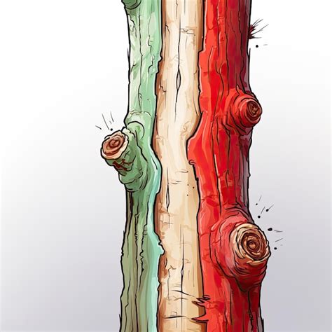 Premium AI Image The Tree Trunk Has Red And Green Paint Closeup Generative AI