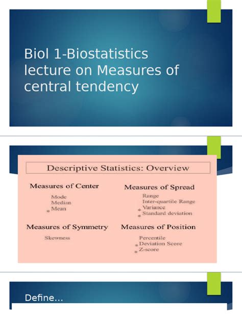 biol 1 biostatistics lecture 2 on measures of central tendency june