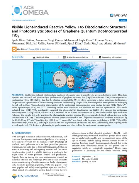 Pdf Visible Light Induced Reactive Yellow 145 Discoloration