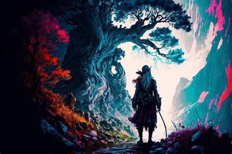 Premium Photo A Man Standing In Front Of Tree With The Background Generative Ai