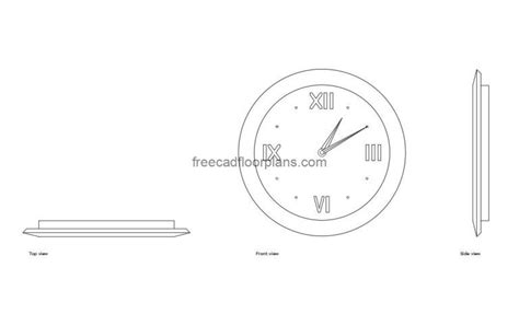 Wall Roman Clock Free Cad Drawings