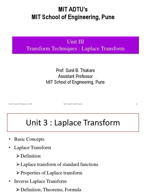 Unit 3 Laplace Transform Lecture Notes Pdf