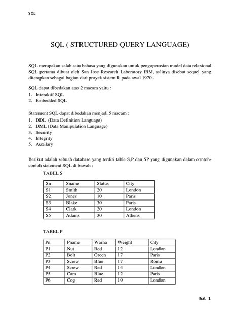 structure query language pdf