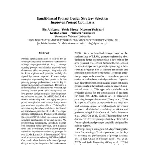 Bandit Based Prompt Design Strategy Selection Improves Prompt Optimizers Acl Anthology