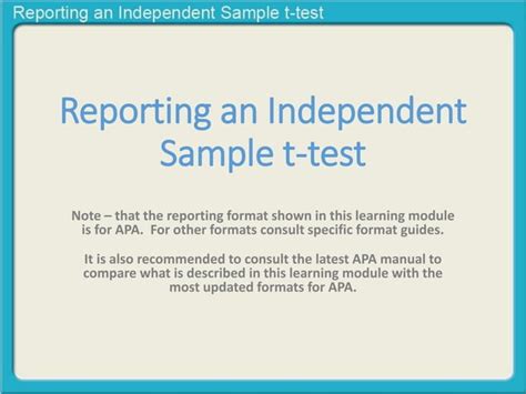 Reporting An Independent Sample T Test Pptx Digital Audio Computer Software And Applications
