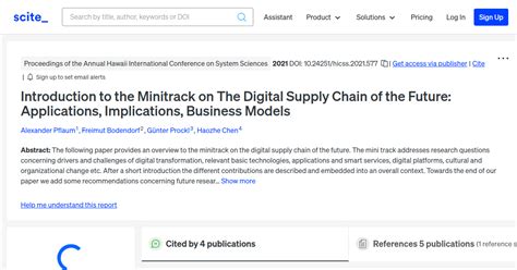 Introduction To The Minitrack On The Digital Supply Chain Of The Future Applications