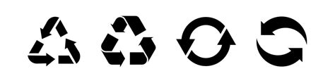 Recycling And Circular Arrow Icons In Black Set 58232998 Vector Art At Vecteezy