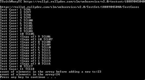 C Difficulty Getting Full List Of Tests Cases In Test Set Stack