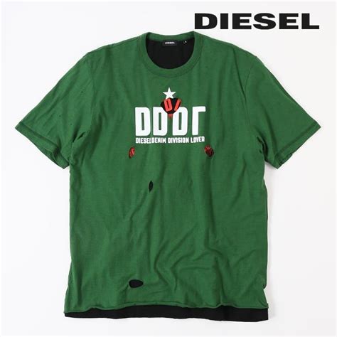 Diesel ディーゼル 半袖tシャツ カットソー メンズ デストロイダメージ加工 レイヤードデザイン コットン T Just Lay
