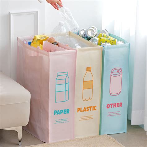 양면 디자인 파스텔 재활용 방수 분리수거함 슬림형 3p L 54l 감도 깊은 취향 셀렉트샵 29cm