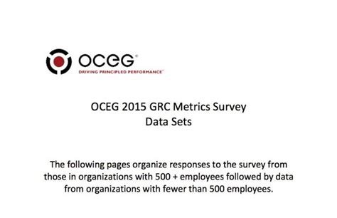 Oceg™ 2015 Grc Metrics Survey Data Sets Oceg