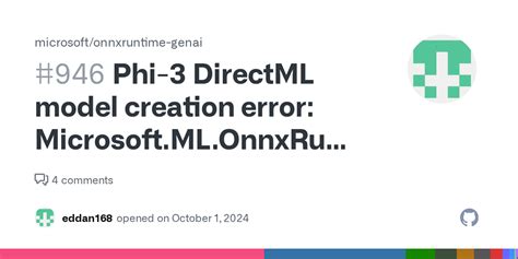 Phi Directml Model Creation Error Microsoft Ml Onnxruntimegenai Onnxruntimegenaiexception