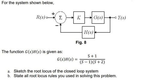 Solved For The System Shown Below Fig The Chegg