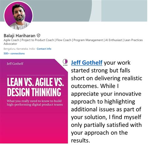 Balaji Hariharan On Linkedin Jeff Gothelf Lean Vs Agile Vs Design