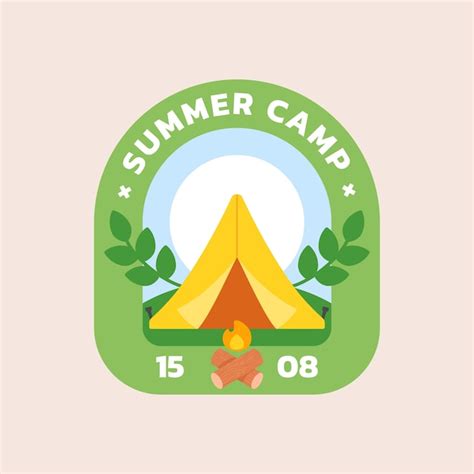 여름철 플랫 캠프 로고 템플릿 무료 벡터