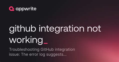 Github Integration Not Working Threads Appwrite