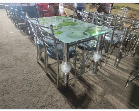 Rectangular Metal Dining Table Glass Dining Table 4 Seater At ₹ 11000
