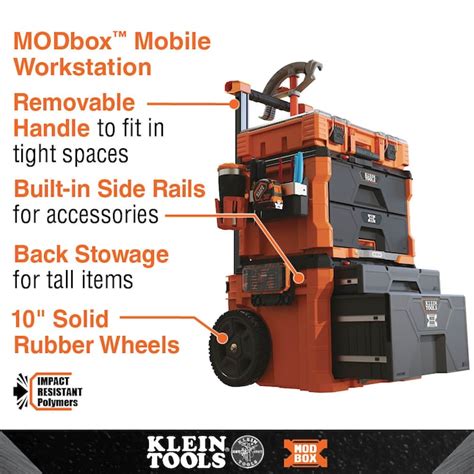 Klein Tools Modbox 23 5 In W X 16 5 In H X 22 3 In D 2 Drawer Orange Black Plastic Rolling Tool