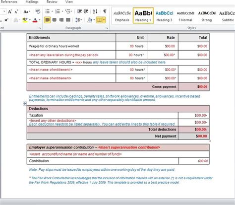 Payslip Template Format Word And Excel Templates Excel Resume Template