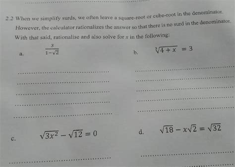 Solved When We Simplify Surds We Often Leave A Chegg Com