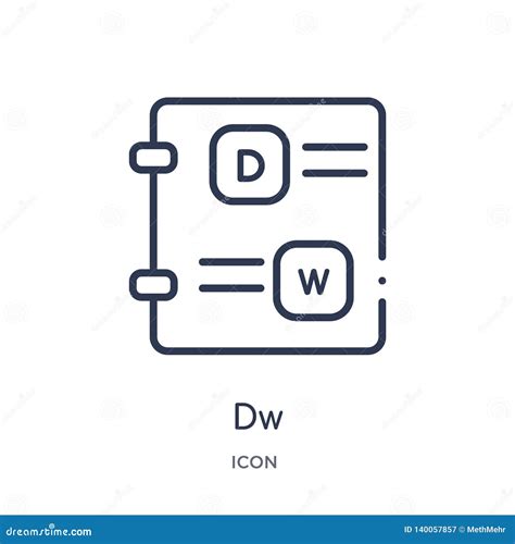 Linear Dw Icon From File Type Outline Collection Thin Line Dw Vector Isolated On White