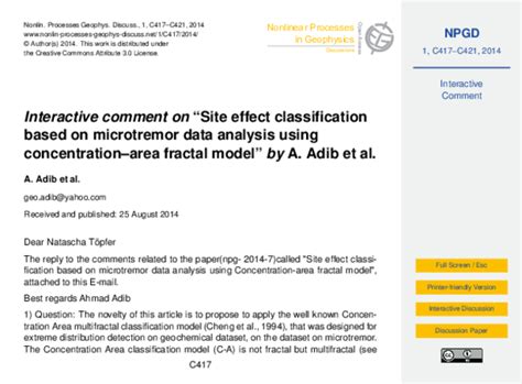 Pdf Interactive Comment On Site Effect Classification Based On