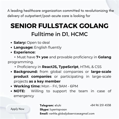 Hcmc Hcm Hochiminh Hcmitjob English Golang Fullstack Reactjs Vanh Le Liuhi