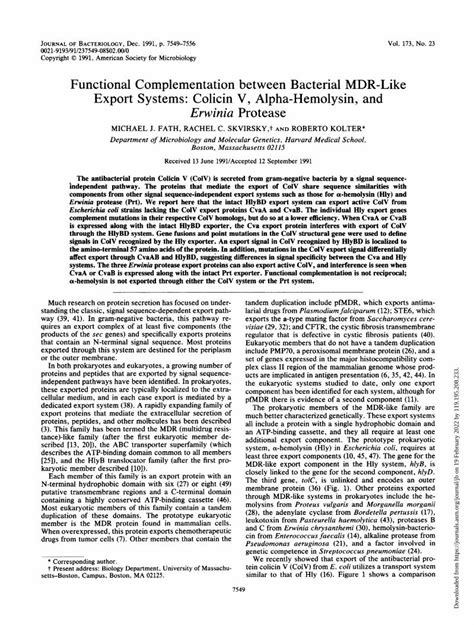Pdf Functional Complementation Between Bacterial Mdr Like Export Systems Dokumentips