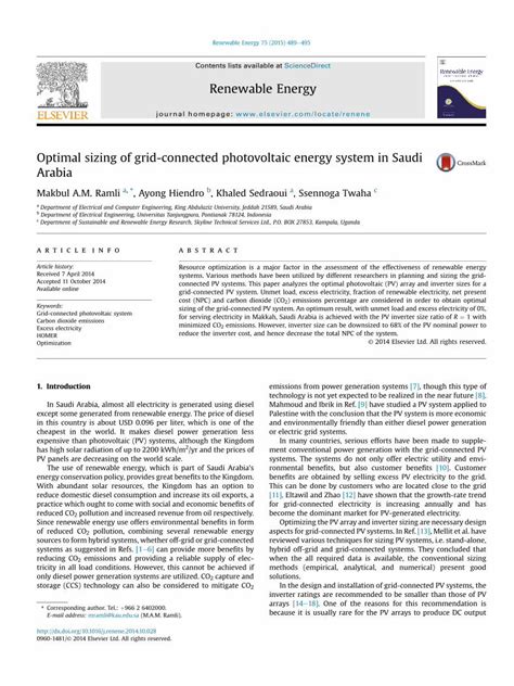 Pdf Optimal Sizing Of Grid Connected Photovoltaic Energy System In Saudi Arabia Dokumentips