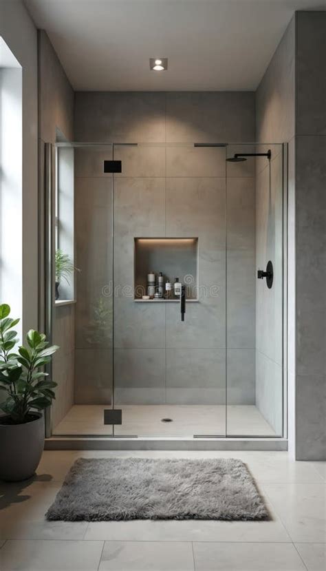 Sleek Walk In Shower Boasts Rainfall Showerhead Frameless Glass