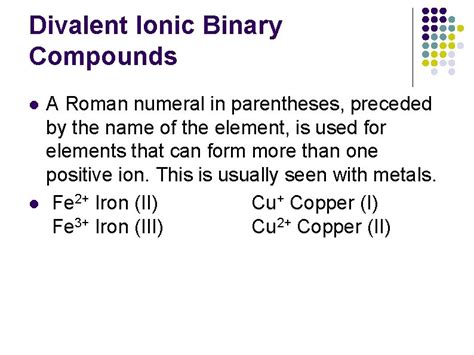 Ionic Compound Names And Formulas Monovalent Ionic Binary