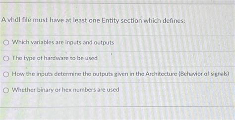 Solved A Vhdl File Must Have At Least One Entity Section
