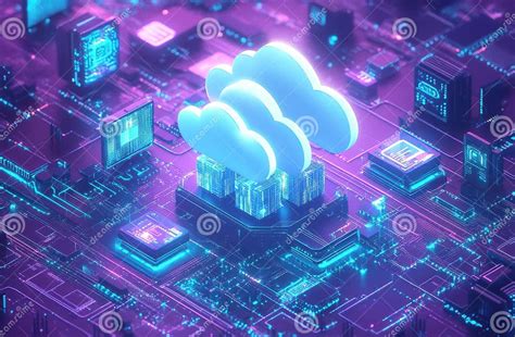 Digital Illustration Of Cloud Technology And Data Storage In A Futuristic Circuit Board