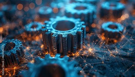 Crm Data Integration Network Interconnected Gears Representing