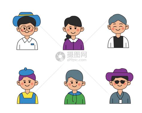 白黄蓝紫黑绿人物svg元素图标套图插画图片下载 正版图片402400159 摄图网