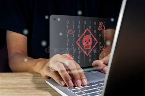 Hacker Or Cyber Criminal With Laptop Stealing User Personal Data Internet Phishing Concept