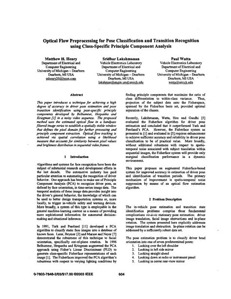 Pdf Optical Flow Preprocessing For Pose Classification And Transition Recognition Using Class