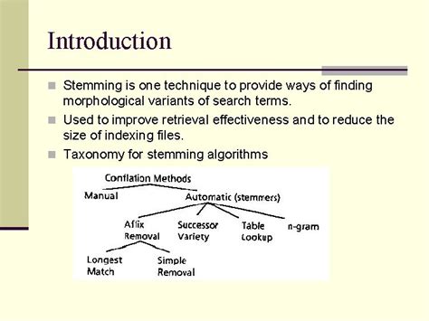Outline N Introduction N Types Of Stemming Algorithms