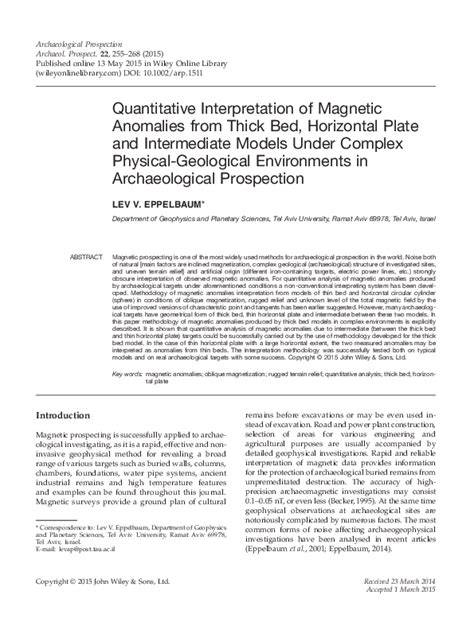 Pdf Quantitative Interpretation Of Magnetic Anomalies From Thick Bed