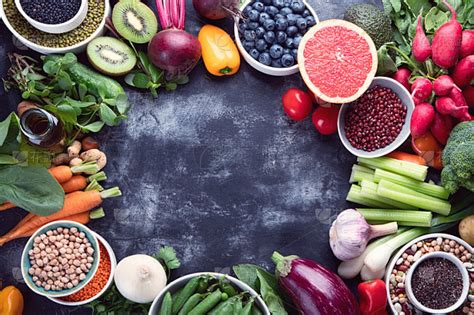 健康饮食成分 蔬菜，水果和豆类。