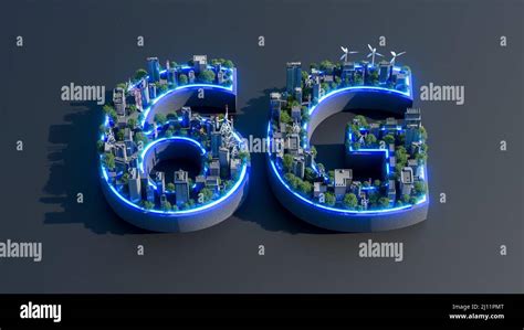 6g New Generation Networks High Speed Mobile Internet 3d Render Of 6g With Commercial Building